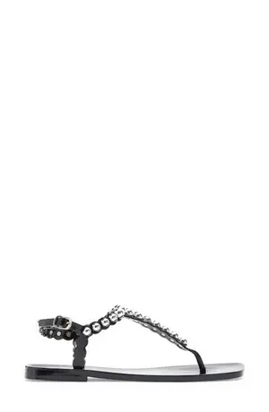 Jeffrey Campbell Plated Embellished Sandals - Black Shiny Silver