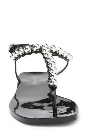 Jeffrey Campbell Plated Embellished Sandals - Black Shiny Silver