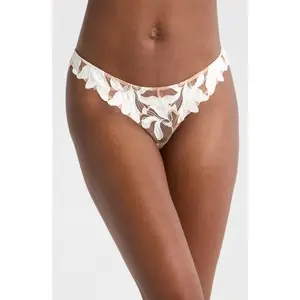 Fleur Du Mal Lily Embroidered Hipster Thong - Ivory