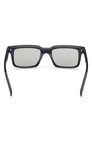 Zegna 53mm Rectangular Sunglasses - Shiny Blue / Matte Gunmetal