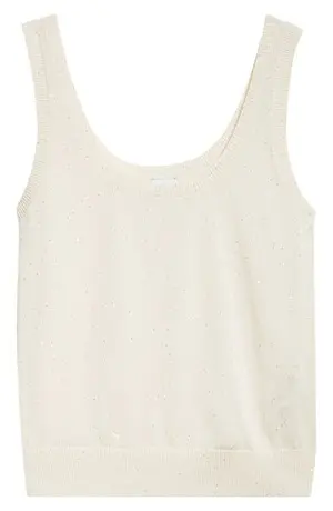 Eleventy Sequin Openwork Silk & Cotton Sweater Vest - White