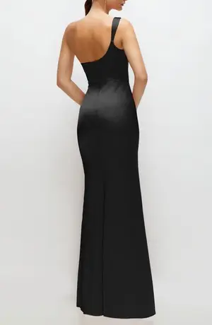 After Six One-shoulder Charmeuse Gown - Black