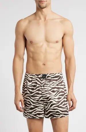 SAVAGE X FENTY Savage X Satin Boxers - Sweet Beige Tiger Stripe Print