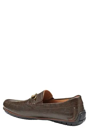 Johnston & Murphy Cort 2.0 Bit Loafer - Dark Brown Croc Embossed