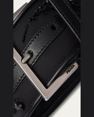 Prada Buckle Embroidered Wrist Strap