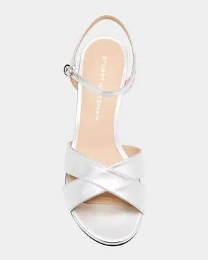 STUART WEITZMAN Dayna Metallic Wedge Sandals - Silver