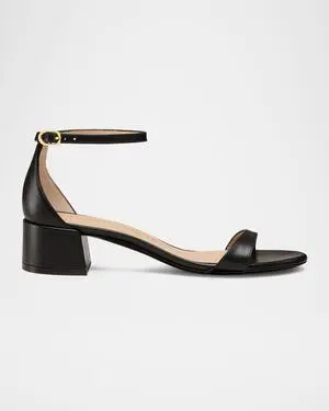 STUART WEITZMAN Nudist Leather Ankle-Strap Sandals - Black