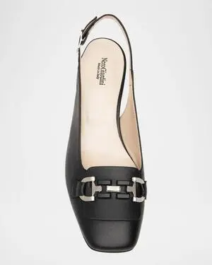 NEROGIARDINI Leather Horsebit Slingback Pumps