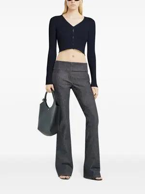 COURREGES Cropped Fine-ribbed Cardigan