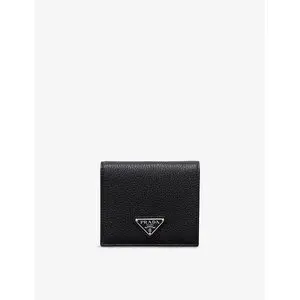 Prada Triangle-logo Grained Leather Wallet - Black