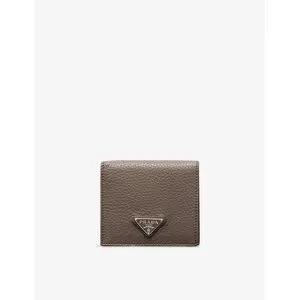 Prada Triangle-logo Grained Leather Wallet 1 Size Grey