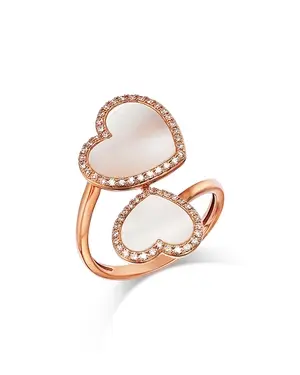 Bloomingdale'S Mother Of Pearl & Diamond Ring In 14k Rose Gold - Pink