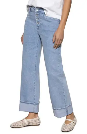 Sanctuary Luna Exposed Button Straight Leg Jeans - Blue Moon