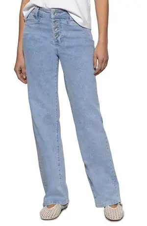 Sanctuary Luna Exposed Button Straight Leg Jeans - Blue Moon