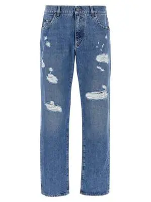 Dolce & Gabbana Destroyed Straight Leg Jeans