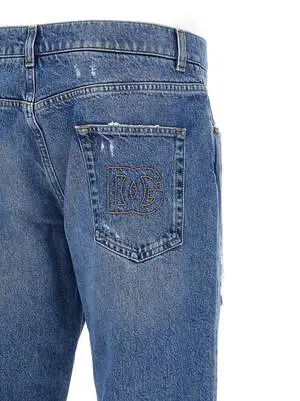 Dolce & Gabbana Destroyed Straight Leg Jeans