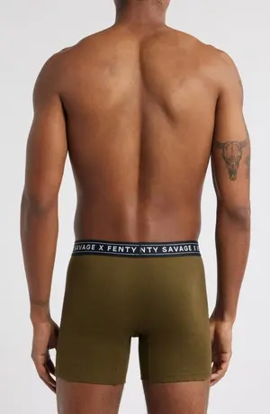 SAVAGE X FENTY Savage Classics 3-pack Boxer Briefs - Black Caviar/ Green O