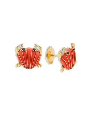 Yvonne Léon Crab Stud Earrings - Orange/gold