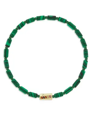 Luis Morais Rainbow Sapphire And Malachite Beaded Bracelet - Green/gold