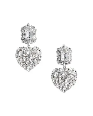 SELF-PORTRAIT Crystal Heart Drop Earrings
