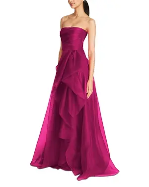 Theia Teresa Draped Gown - Sangria