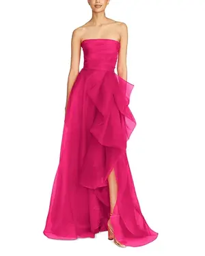 Theia Teresa Draped Gown - Zinnia