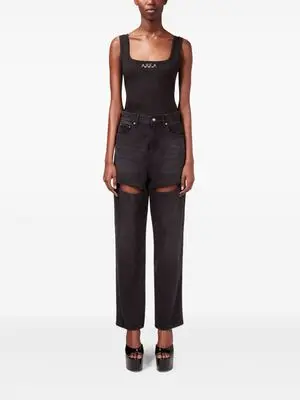 AREA Denim Jeans With Crystal Chain Detail