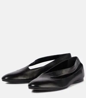 Khaite Diana Cutout Leather Ballet Flats