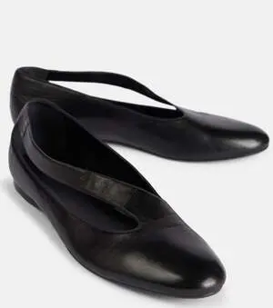 Khaite Diana Cutout Leather Ballet Flats