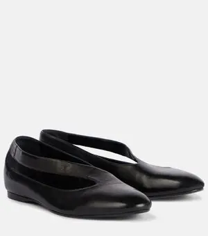 Khaite Diana Cut Out Leather Ballet Flats - Black
