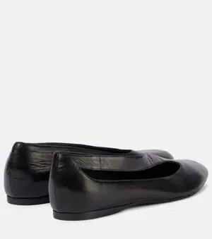 Khaite Diana Cut Out Leather Ballet Flats - Black
