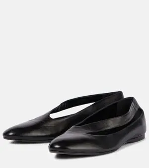 Khaite Diana Cut Out Leather Ballet Flats - Black
