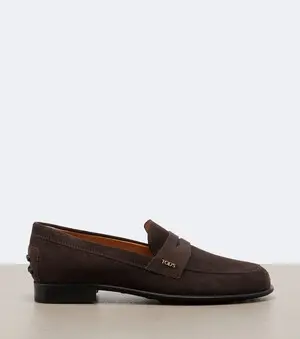 TOD'S Suede Penny Loafers - Brown