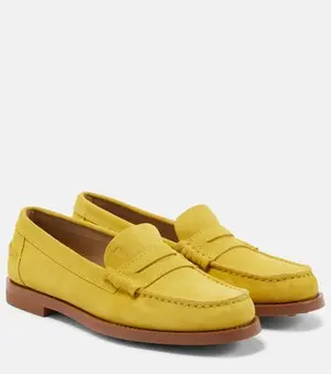 TOD'S Suede Penny Loafers - Yellow