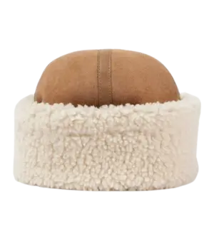 TOTEME Leather-trimmed Shearling And Suede Hat - Brown