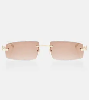 CARTIER Panthère De Rectangular Sunglasses - Gold