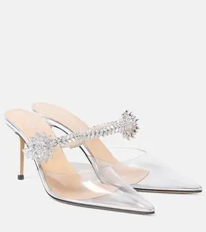 Mach & Mach Crystal Flower Embellished Pumps - Silver