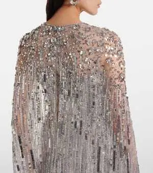 Jenny Packham Ruby Caped Gown - Silver
