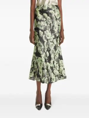 Tory Burch Printed Fluted Skirt - Green