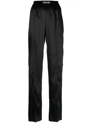 TOM FORD Tom Ford High-Waisted Silk Trousers Black