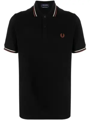 Fred Perry Logo Cotton Polo Shirt - Black