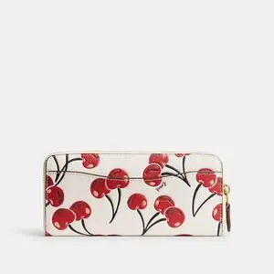 COACH Essential Slim Accordion Zip Wallet With Cherry Print