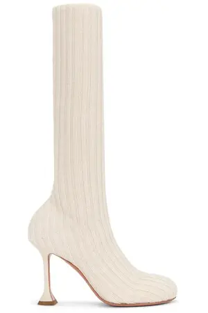 Amina Muaddi Veneda Stretch 95 Knit Boots - Beige