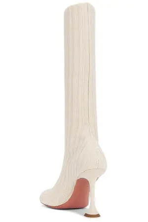 Amina Muaddi Veneda Stretch 95 Knit Boots - Beige