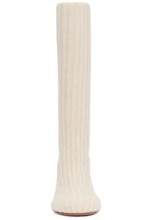 Amina Muaddi Veneda Stretch 95 Knit Boots - Beige