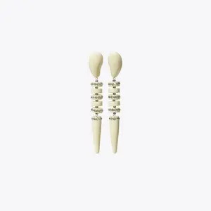 Tory Burch Curiosity Snake Earring - Ivory/crystal