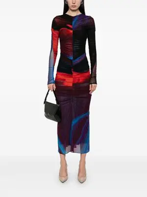MUGLER Ruched Midi Skirt