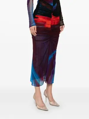 MUGLER Ruched Midi Skirt