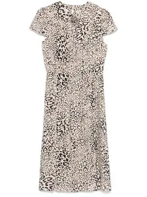 Alessandra Rich Leopard-print Pleated Midi Dress