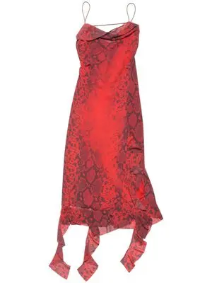 red snakeskin print dress Acne Studios Snakeskin-Print Dress In Red - 40% Off